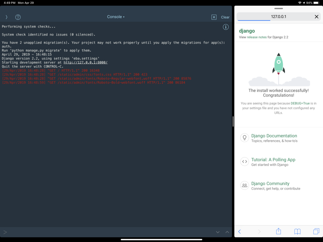 Django Development on an iPad Pro - heaveyduty.com